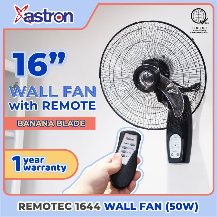Astron Remotec 1644 16" Wall Fan (Black) | with Timer and Remote ...