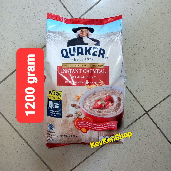 Quaker Oat Instant Oatmeal Sereal 1200 gram Merah 1.2 Kg Exp 2026 BPOM ...