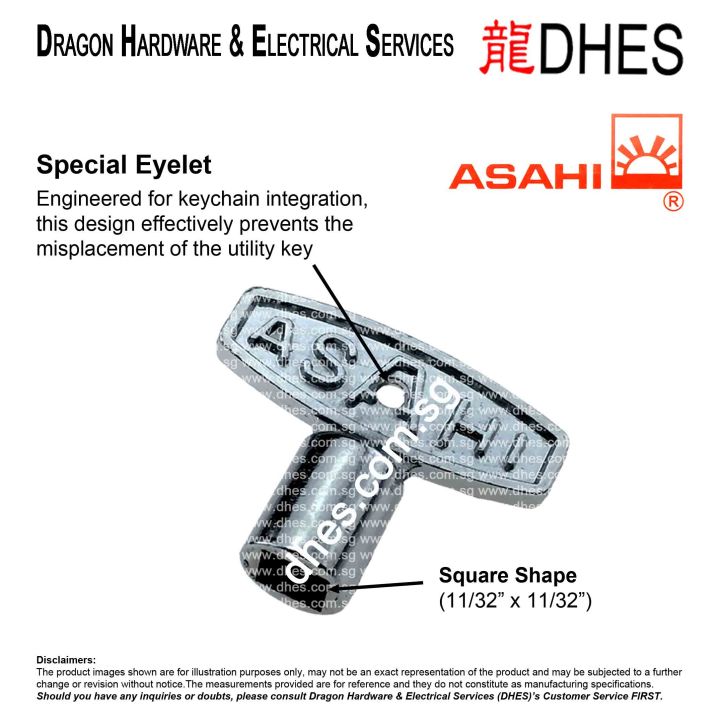 Asahi Tap Key (Square Shape, 11/32" x 11/32") For HDB, Condominium ...