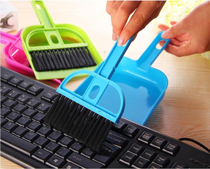 CHB Desktop Keyboard Mini Dustpan Set 2in1 mini Broom and Dustpan Set ...