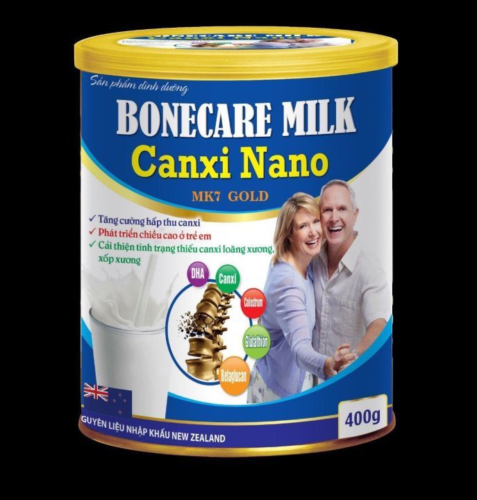 Sữa bột Bonecare milk canxi nano mk7 Hộp 900g, bổ sung canxi ngừa loãng xương xốp xương, Phát ...