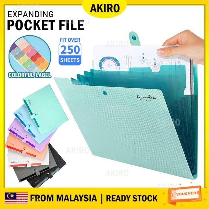 AKIRO HOME 5 Pocket Folder Portable Expanding File with Labels 250 ...