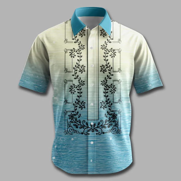 Barong Tagalog For Men Shirt Casual Summer Short-sleeved Top Ethnic ...
