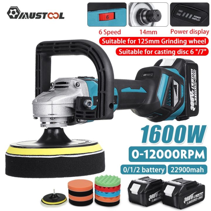 6 Gears Brushless Electric Polishing Machine 1600W Wireless Car ...