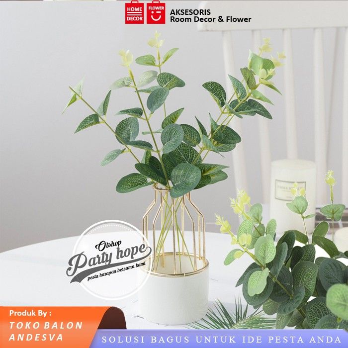 Daun Dolar / tanaman artificial daun palsu eucalyptus / Daun Dekorasi ...