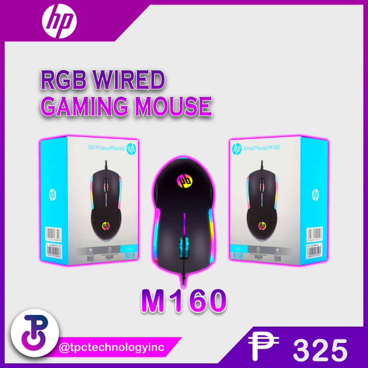 Original HP M160 RGB Mouse HP USB Wired Gaming MiceOptical DPI 1000 3D ...