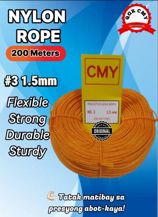 #3 1.5mm CMY YELLOW POLYETHYLENE ROPE (200 Meters)/NYLON ROPE/LUBID/TALI | Lazada PH