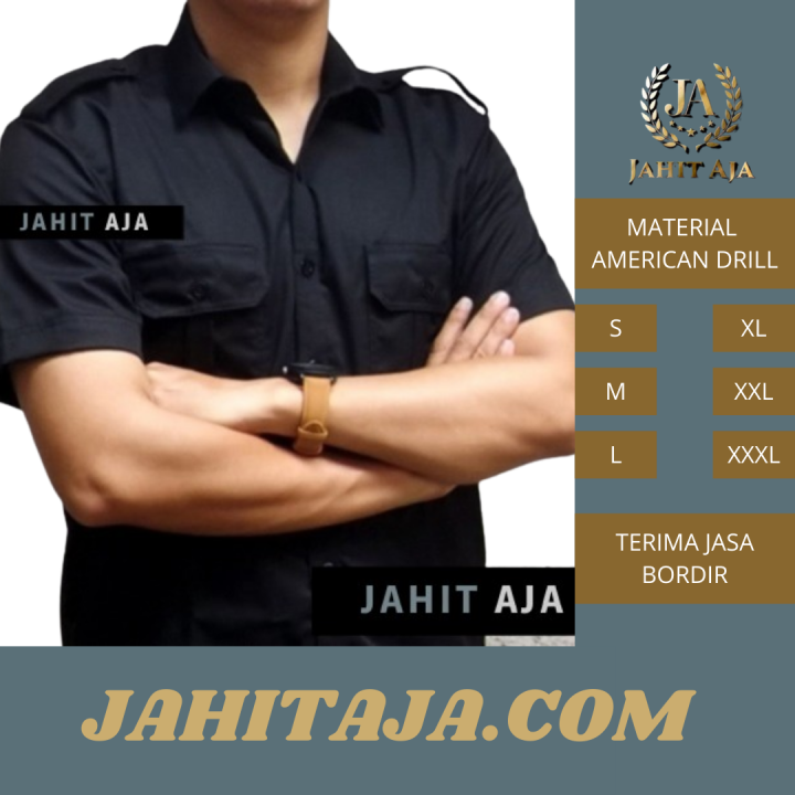 Baju Kemeja Kampus Dan Kerja Hitam PDL Lengan Pendek Hitam Seragam ...