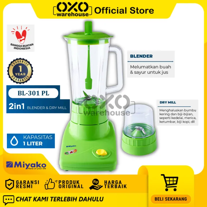 Miyako Blender Plastik 2 in 1 BL 301 PL Garansi Resmi Kapasitas 1 Liter ...