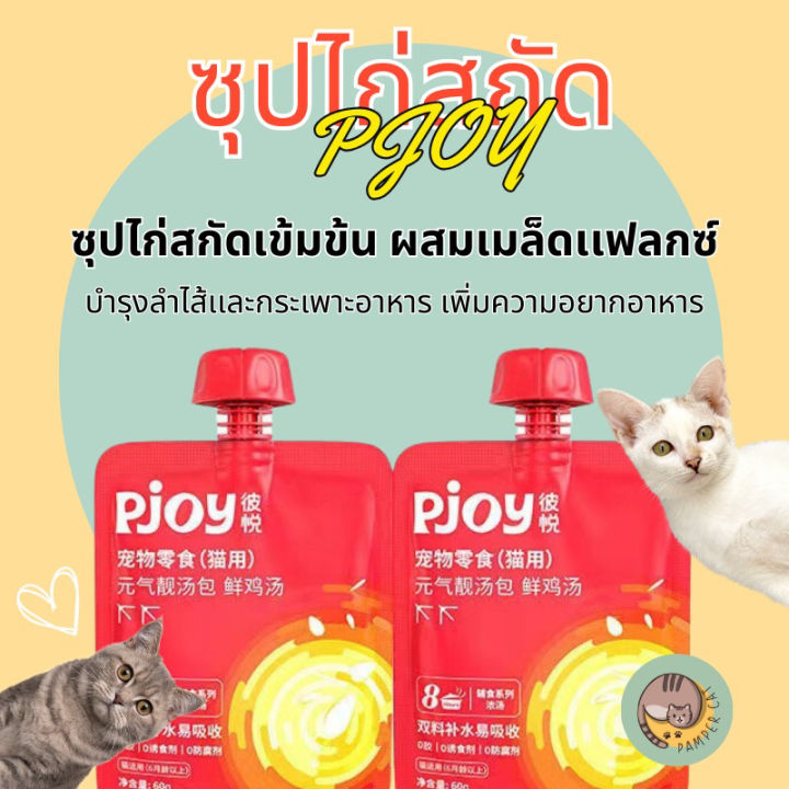 ซุปแมว Pjoy ซุปไก่สกัดเข้มข้น ผสมเมล็ดเเฟลกซ์ บำรุงลำไส้เเละกระเพาะ สำหรับเเมว | Lazada.co.th
