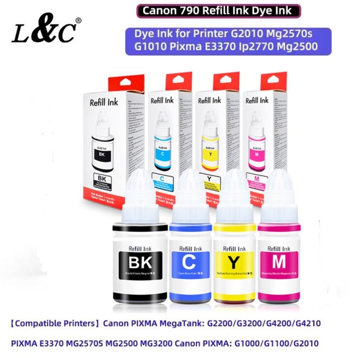L C Canon 790 Refill Ink Dye Ink for Printer G2010 G3010 Mg2570s G1010 ...