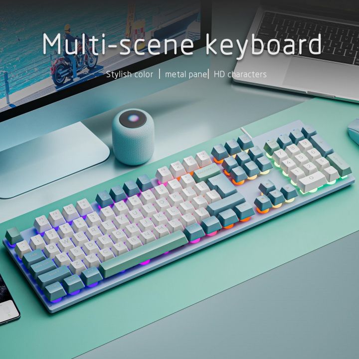 GK80 Gaming Keyboard Rainbow Light Backlight Membrane Keyboard Laptop ...