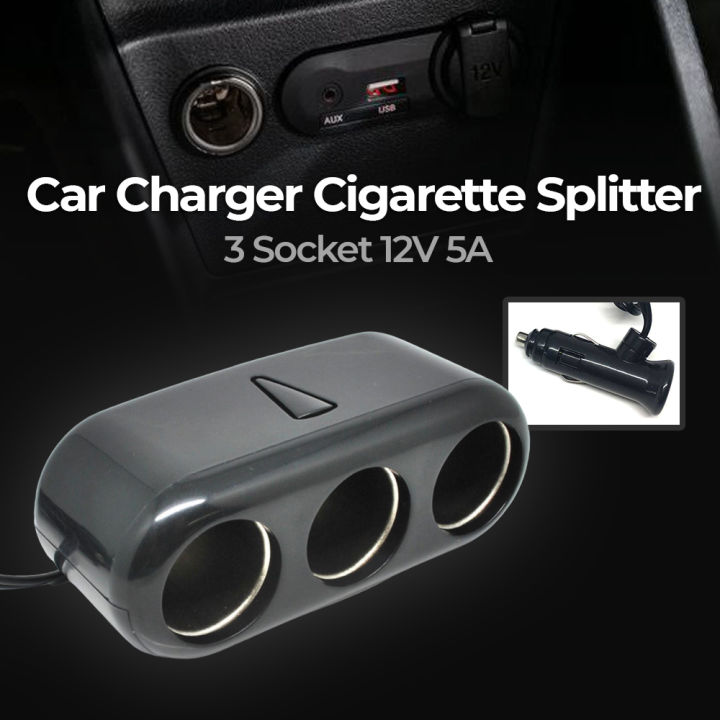 Socket Lighter Splitter Cabang 3 Pemantik Rokok Mobil + USB Chager ...