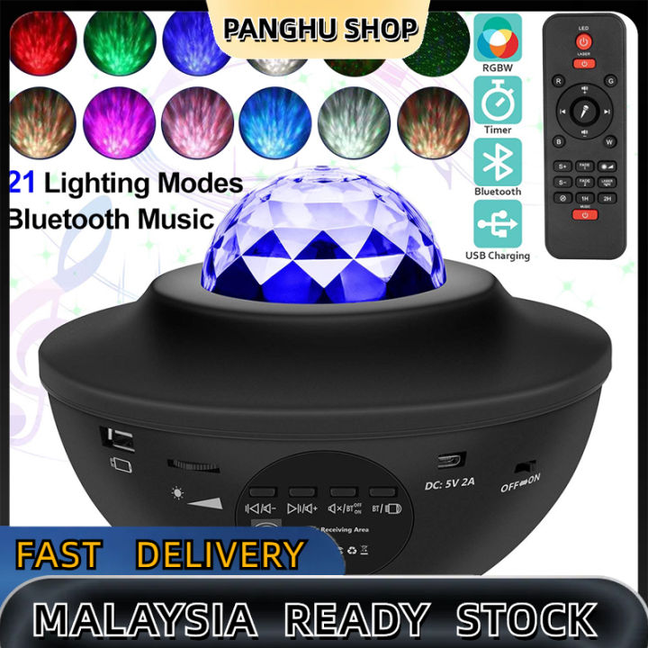 Led Star Projector Night Light Galaxy Starry Night Lamp Ocean Wave ...