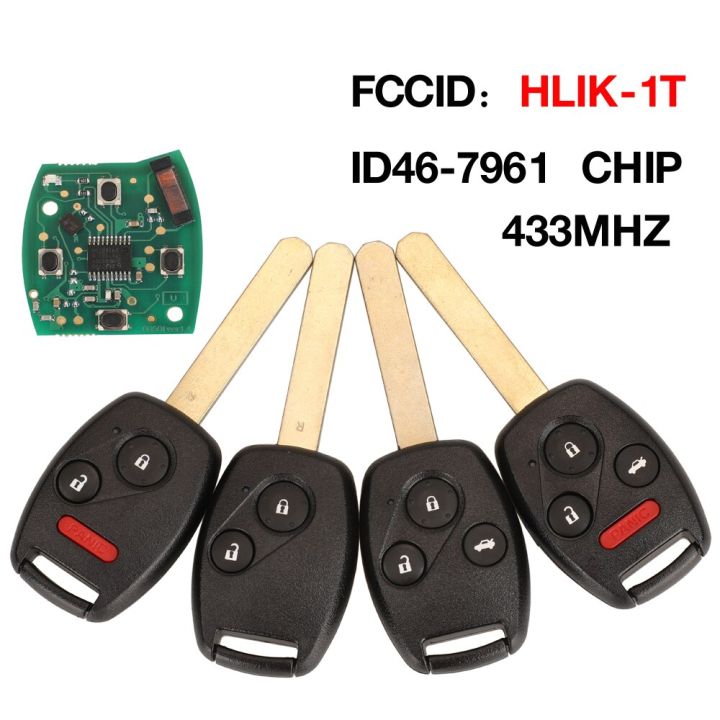 Jingyuqin 433Mhz ID46 PCF7961 Chip Remote Key For Honda HLIK-1T HLIK-2T ...