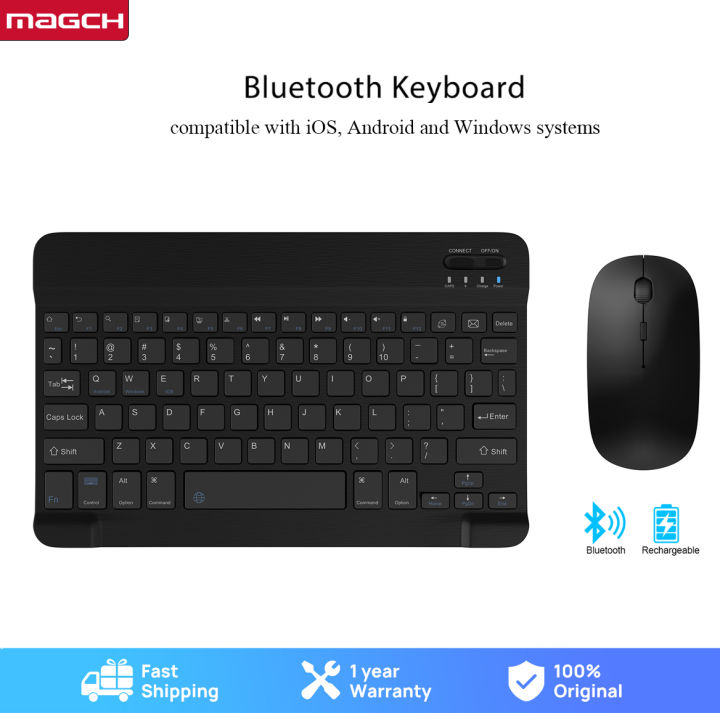 MAGCH Wireless Bluetooth Mouse and Keyboard Set Wireless Silent Mouse Mini Portable Wireless ...