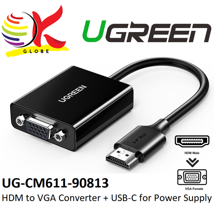 UGREEN HDM HD TO VGA CONVERTER ADAPTER WITH USB-C PORT FOR POWER SUPPLY ...
