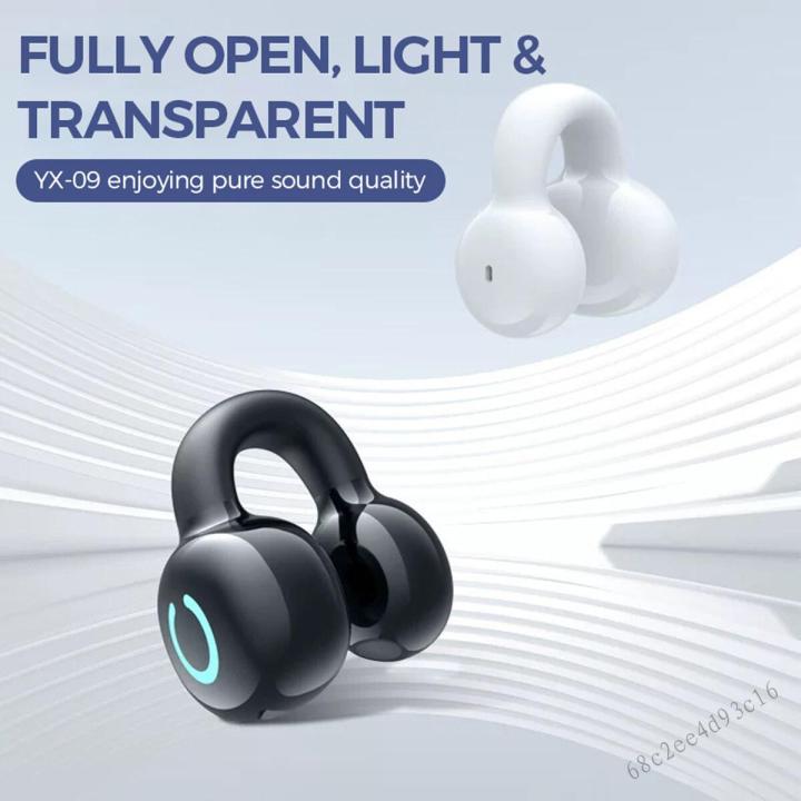 Clip-on Bone Conduction Bluetooth Earphones - Wireless Touch Control ...