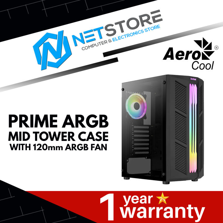 AEROCOOL PRIME ARGB MID TOWER CASE WITH 120mm ARGB FAN - ACCM-PV29113 ...