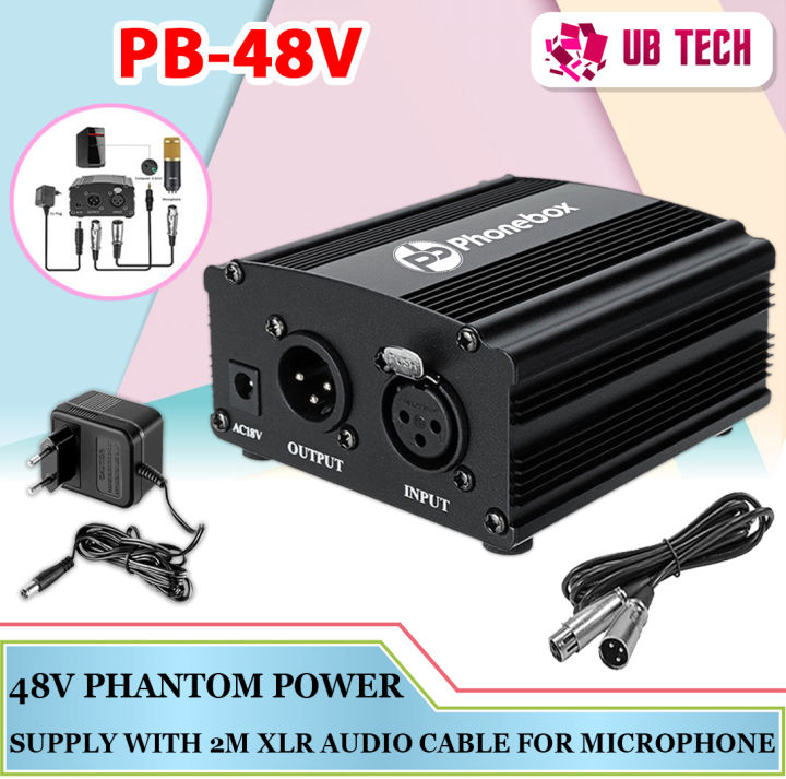 PHONEBOX 48V Phantom Power With 2M XLR Audio Cable For Microphone (PB ...