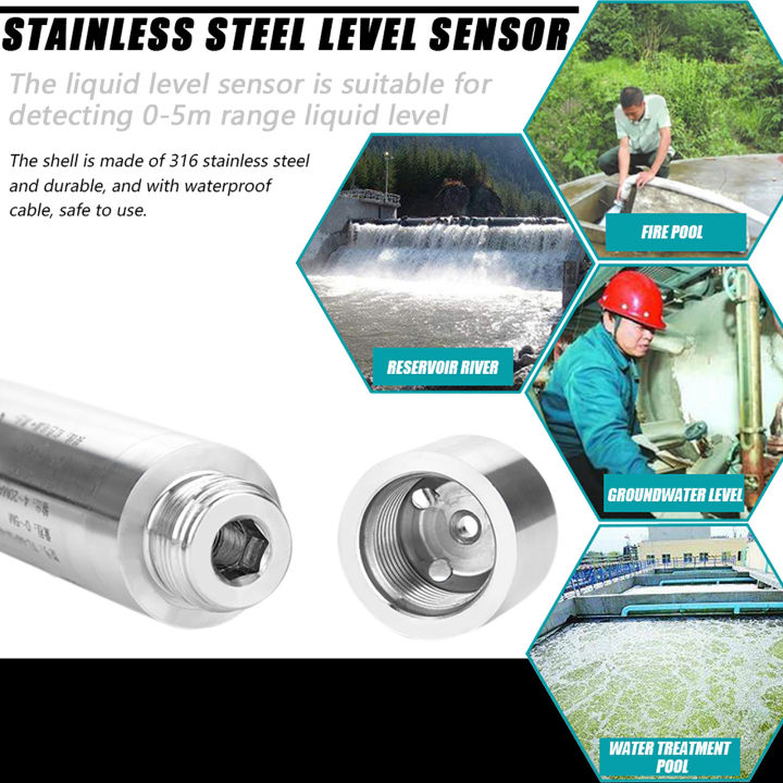Liquid Level Sensor DC 24V 4-20mA Throw-In Type Anti-Corrosion and ...
