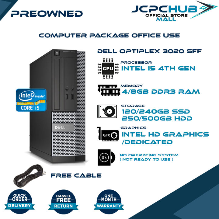 Dell Desktop Unit - Dell Optiplex 3020 SFF Intel i5 4th Gen 8GB DDR3 ...