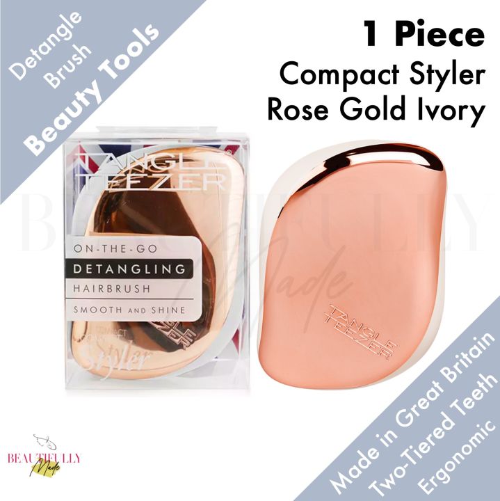 Tangle Teezer Compact Styler Rose Gold Ivory - Detangler Hairbrush ...