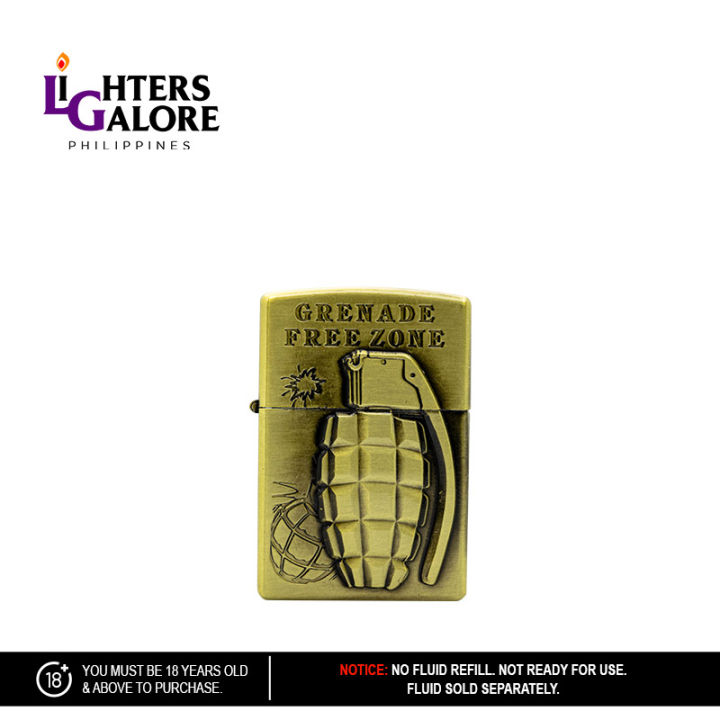Lighters Galore - JINGLING FLINT LIGHTER (ENGRAVED GRENADE FREE ZONE ...
