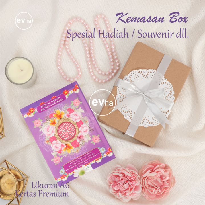 EVHA spesial ungu quran premium kemasan box hampers alquran terjemah mushaf daliyah hc ukuran a6 ...