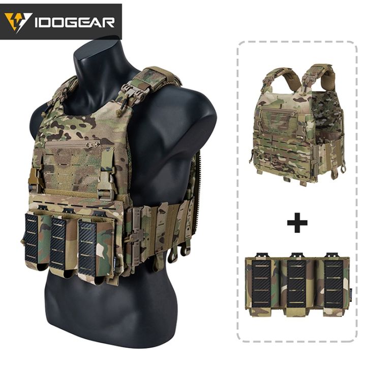IDOGEAR Tactical Vest Set Quick Release Buckle Molle Plate Carrier With ...