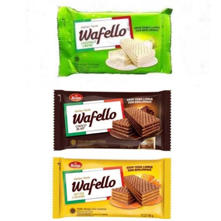 Snack Wafer coklat caramel dan kelapa wafello ecer 2000 cemilan wafer ...