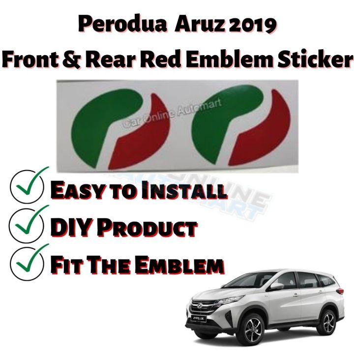 Perodua ARUZ 2019 - RED GREEN STICKER LOGO 2 PCS (Front & Rear Sticker ...