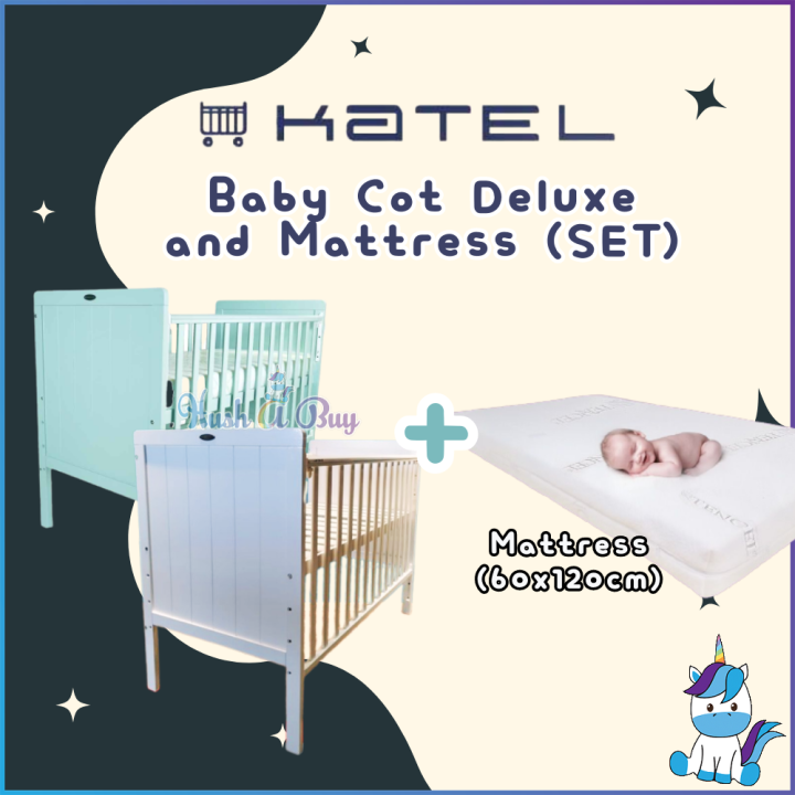 [COMBO] Katel Deluxe Baby Cot SET (Baby Cot+ Tencel PSF Mattress 60cm x ...