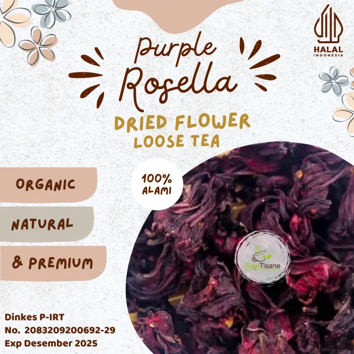 RAW TISANE Purple Rosella Flower Tea / Teh Bunga Rosella Ungu Isi 100 ...