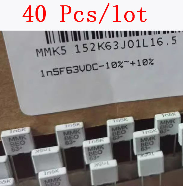 40 Pcs/lot EVOX-RIFA 63V 152 1500PF 1N5 1.5NF MMK Film Capacitor P=5MM ...
