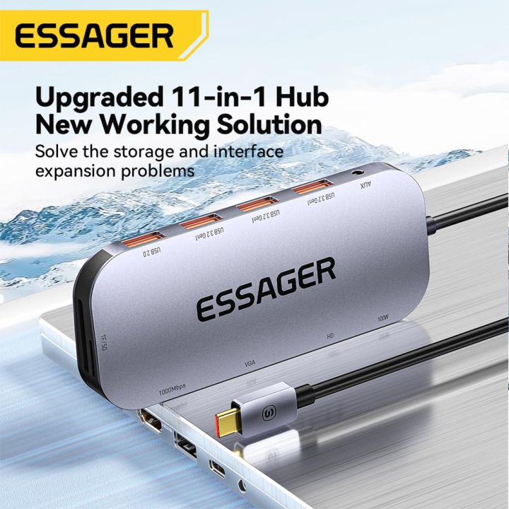 Essager 11 In 1 Usb C Hub 4พัน30เฮิร์ต Type C สถานีเชื่อมต่อสำหรับ Air