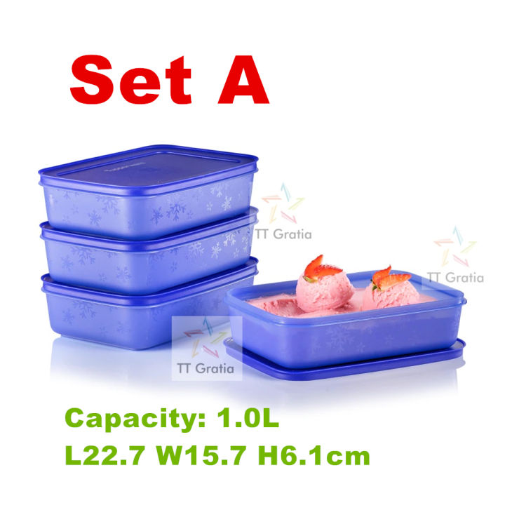 Tupperware Chill freez set Red/Purple/Blue (Chill Freeze 8pcs box/4pcs ...