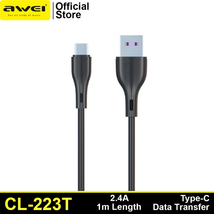 Awei CL-223T Smart Fast Type-C 2.4A Cable 1m Charging Fast Charge Cable ...
