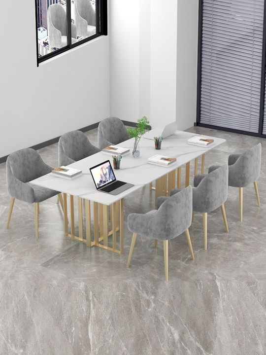 Luxury marble slate conference table 2m long table Nordic long table ...