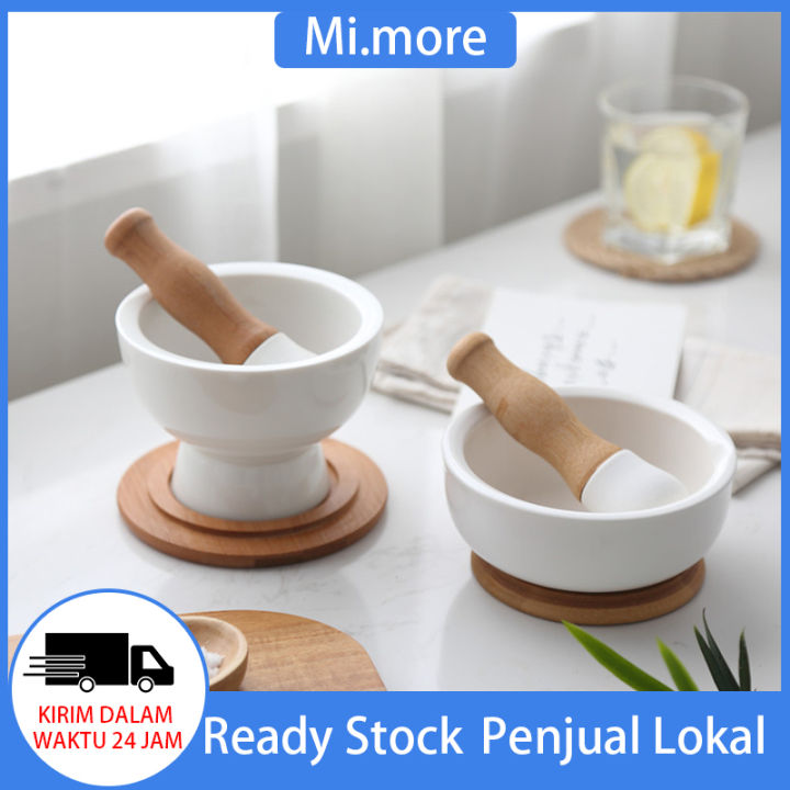 Mi.more Ceramic Mortar and Pastle Tall Size/ Ulekan Keramik / Cobek ...