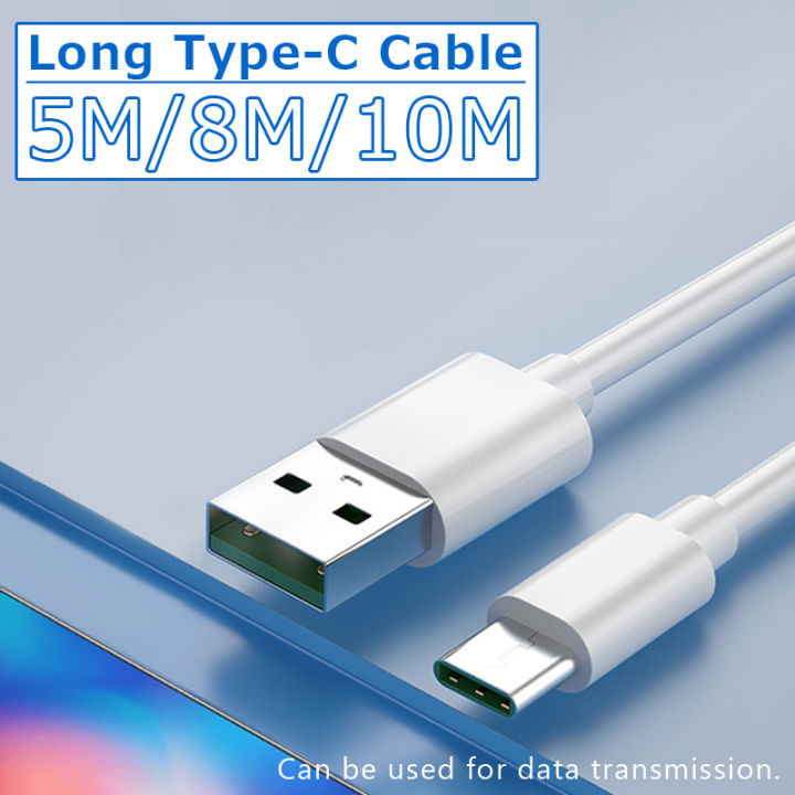 5/8/10 Meter Extra Long USB Type C Fast Charging Cable White Charging ...