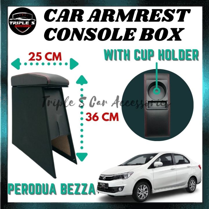 Perodua Bezza Armrest Box With Drink Holder Arm Rest Box with Red Line ...