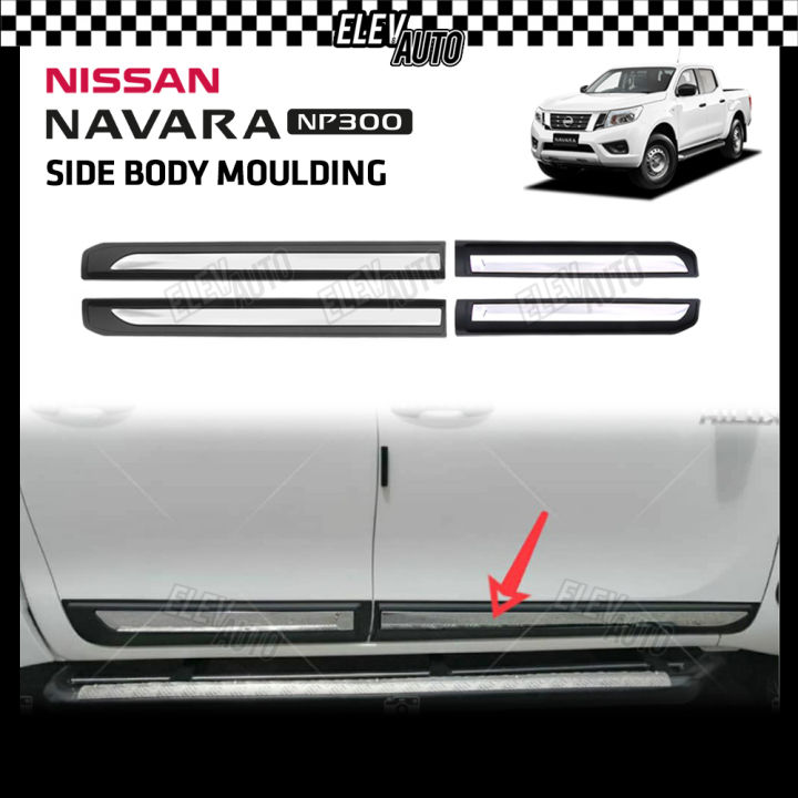 Nissan Navara NP300 2015-2021 BLACK CHROME Side Body Moulding Door ...