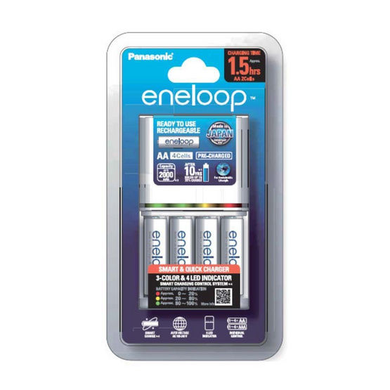 แท่นชาร์จถ่านพร้อมถ่านชาร์จ Panasonic Eneloop Smart And Quick Charger