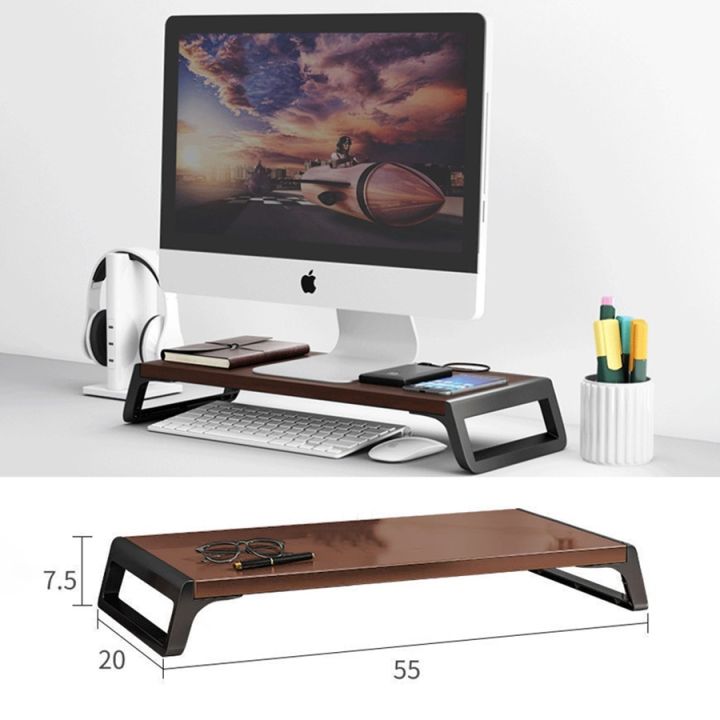 THE 7 DWARVES Wood Monitor Stand Ergonomic Laptop Riser Desk Organizer ...