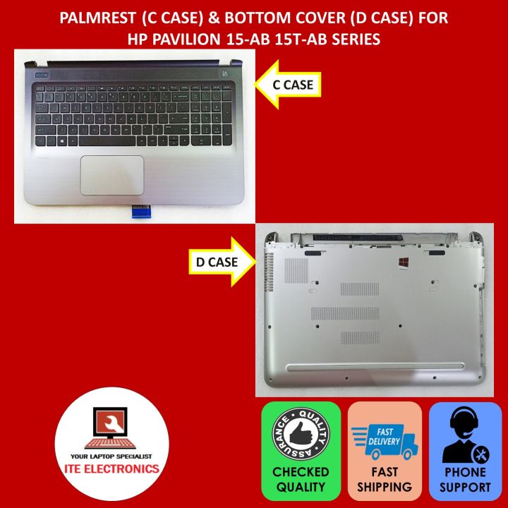 ORIGINAL HP PAVILION 15-AB SERIES TOUCHPAD PALMREST C CASE/ BOTTOM ...