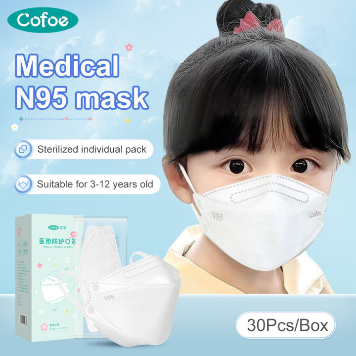 Cofoe Kids 4 Ply N95 Medical Face Masks Sterilized Respirator Fish Shape Mask Anti-Virus Anti ...