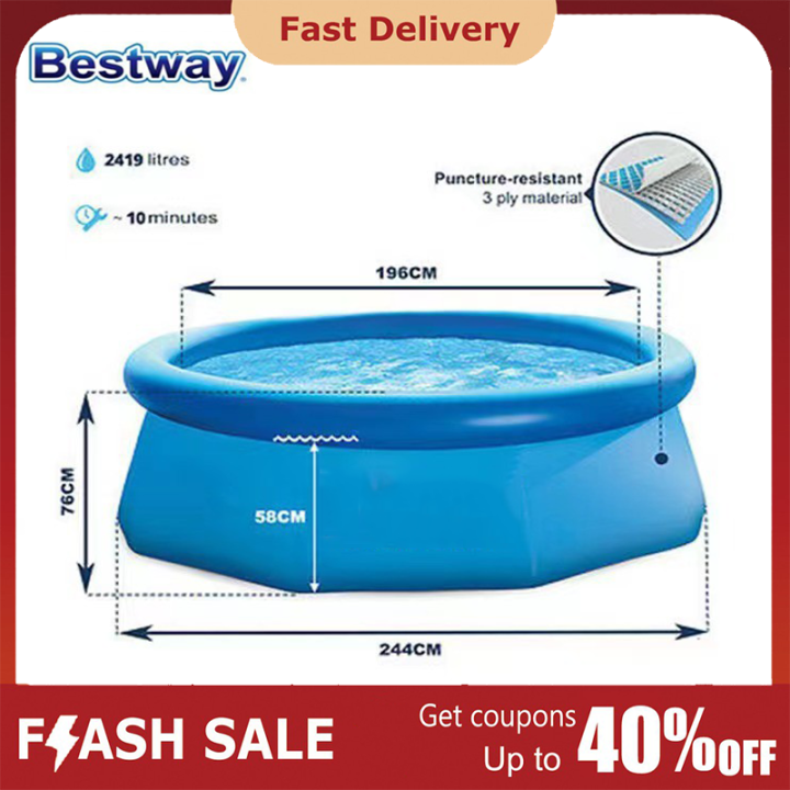 【IN STOCK】BESTWAY ROUND FAMILY BIGGEST SWIMMING POOL AVAILABL ALL SIZE ...