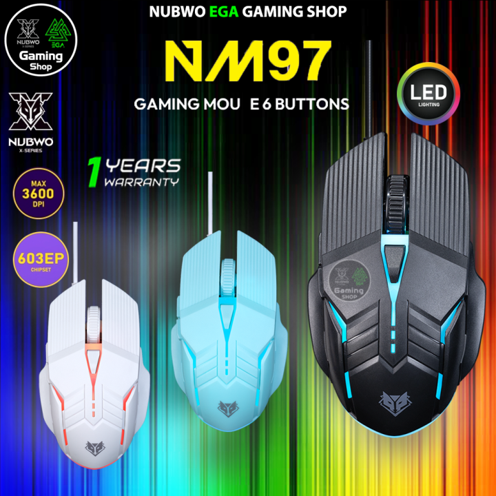 🎮 GAMING NUBWO NM97 GAMING MOUSE เมาส์เกมมิ่ง 6 ปุ่ม ปรับ DPI ได้ถึง 4 ระดับ สูงสุดถึง 3600 DPI ...