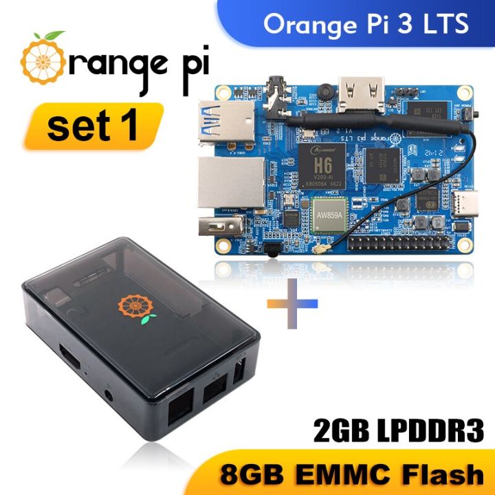 Orange Pi 3 LTS + Case Single Board Computer 2GB RAM Allwinner H6 8GB EMMC Run 9.0 Ubuntu Debian ...